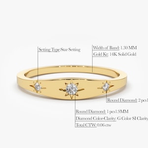 Star Setting Diamond Stacking Ring / 14k Gold Dainty Delicate Minimal ...