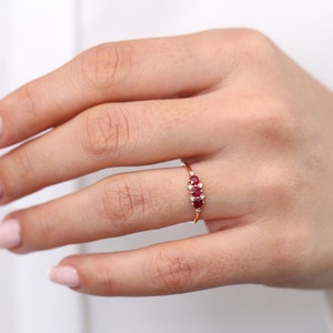 14k Gold Ruby Ring / Dainty Ruby Ring / Ruby Stacking Ring / Natural Ruby / Promise Ring / Ruby ...