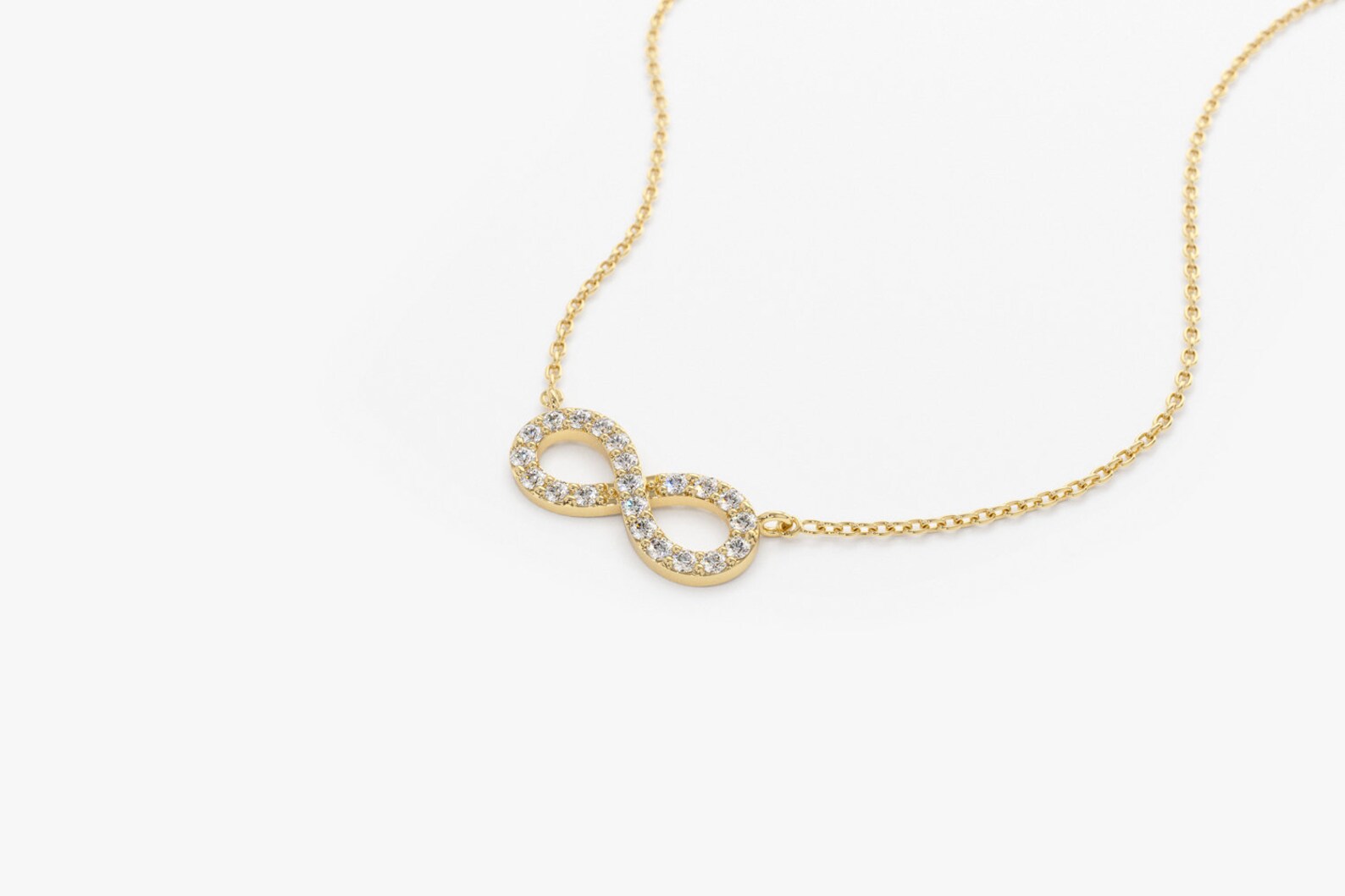 Diamond Infinity Necklace in 14K Gold / Infinity Charm / - Etsy