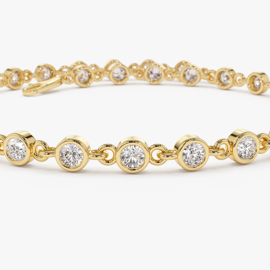 Diamond Tennis Bracelet / 14k Gold Bezel Setting Diamond - Etsy