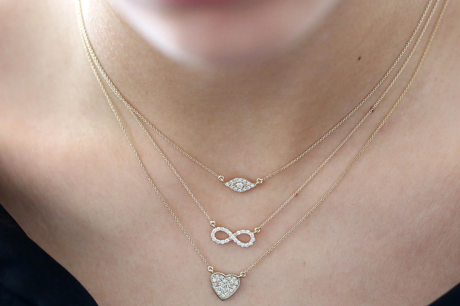 Diamond Infinity Necklace in 14K Gold / Infinity Charm / - Etsy
