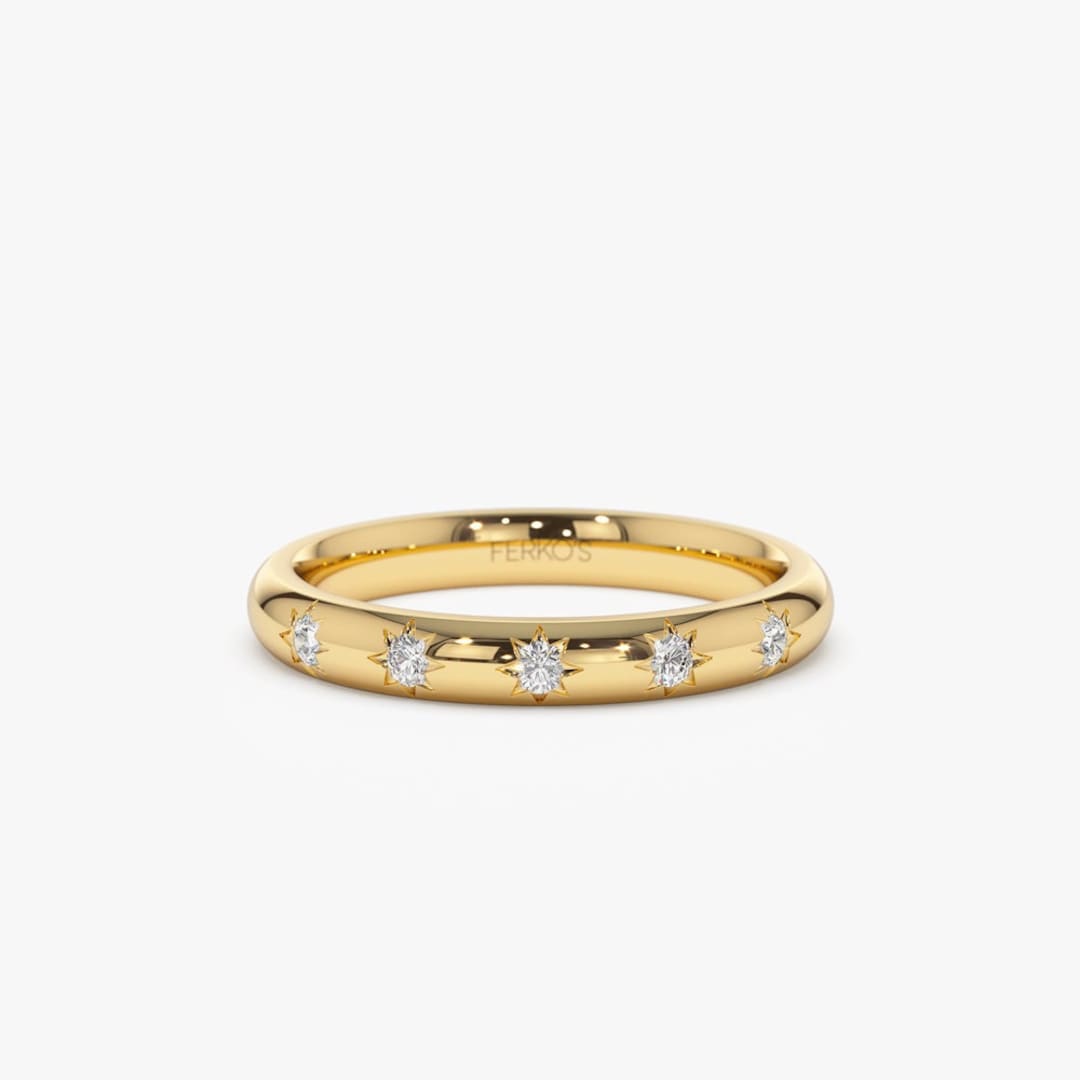Diamond Ring With Star Setting / 14k Gold Star Setting Polaris Diamond ...