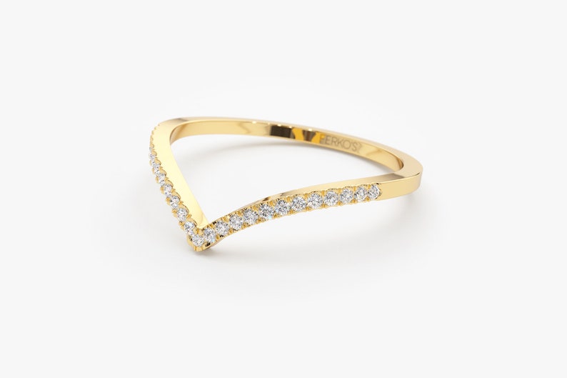 Chevron Ring / 14k Gold Diamond Chevron Ring / V Shaped - Etsy