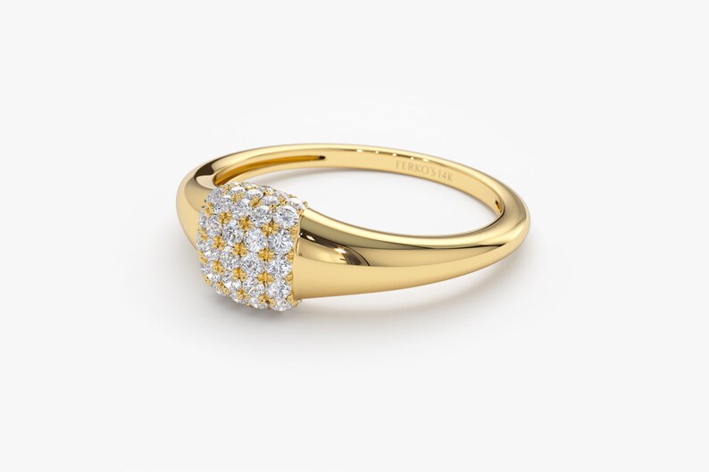 Pinky Ring / 14k Solid Gold Pave Setting Diamond Pinky Ring by Ferko's ...