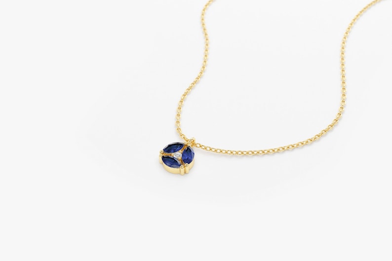 Blue Sapphire Necklace / Genuine Sapphire Necklace in 14k Gold / Unique ...