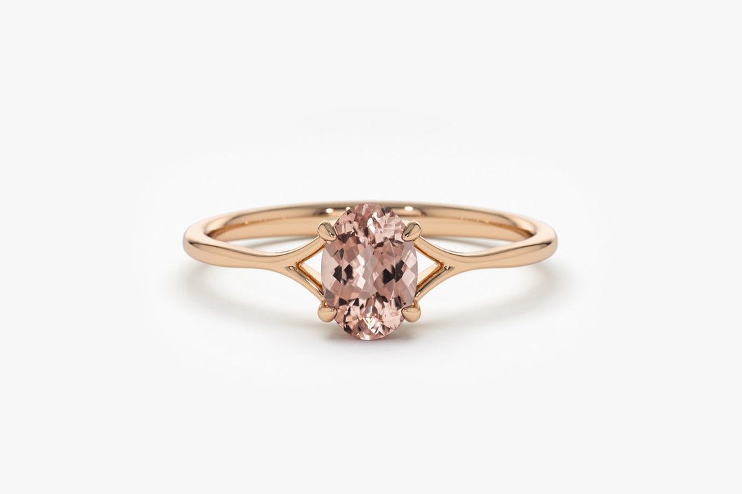 14k Gold Morganite Ring / Natural Morganite Promise Ring / Classic ...