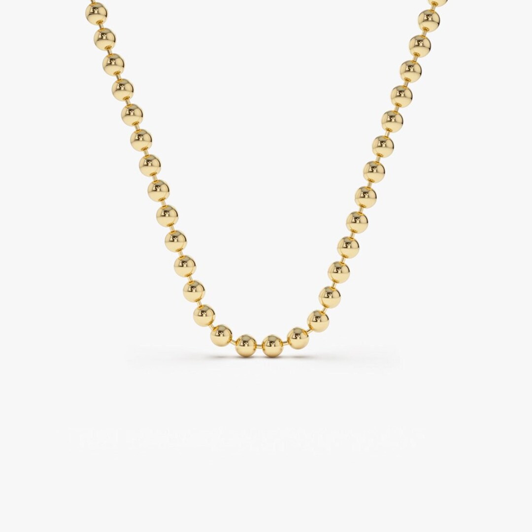Gold Ball Chain / 14K Solid Gold 2MM Ball Chain / Bead Necklace / Gold ...