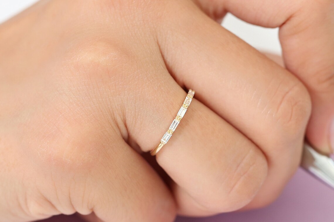 14k Gold Diamond Wedding Ring / 14k Gold Half Eternity | Etsy