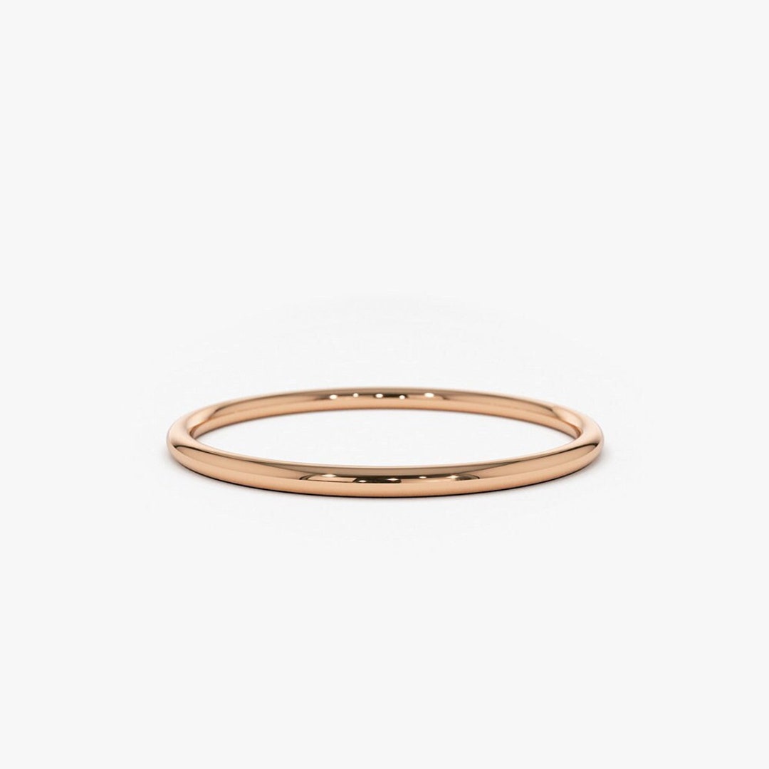14K Solid Rose Gold Wedding Band / 1.2 MM Rose Gold Ring / Plain Rose ...