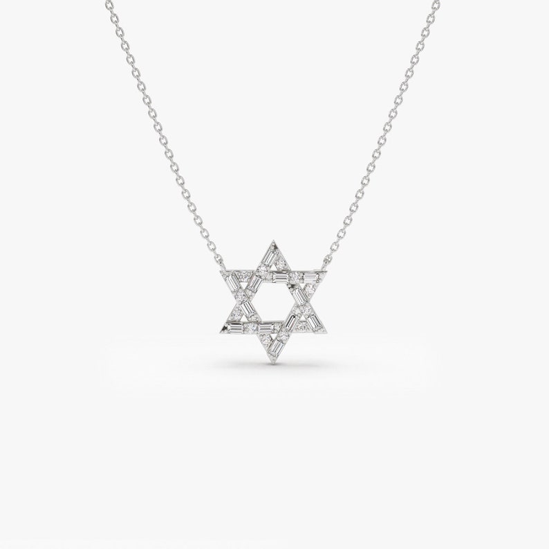 Star of David Necklace / 14k Gold Diamond Star of David Necklace ...