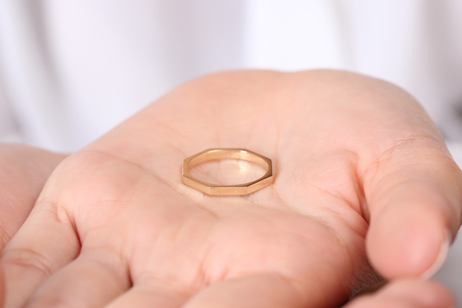 Octagon Gold Ring / 14k Solid Gold Ring / Minimalist Geometric | Etsy