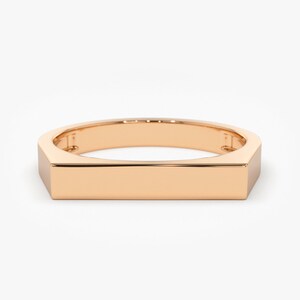 14k Solid Gold Flat Ring / Rectangular Shape Gold Ring Available in ...