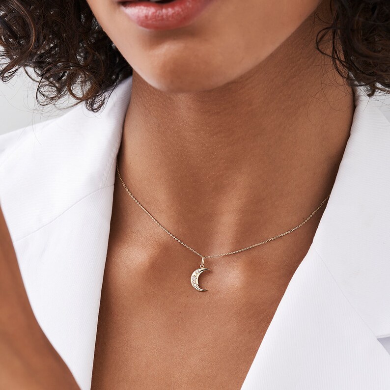 Star Setting Diamond Necklace / 14k Gold Dainty Delicate Minimal ...
