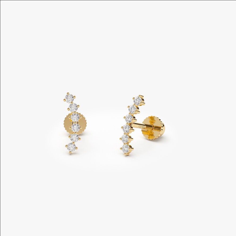 Diamond Cluster Helix Piercing / Screw Back Cartilage Earring | Etsy