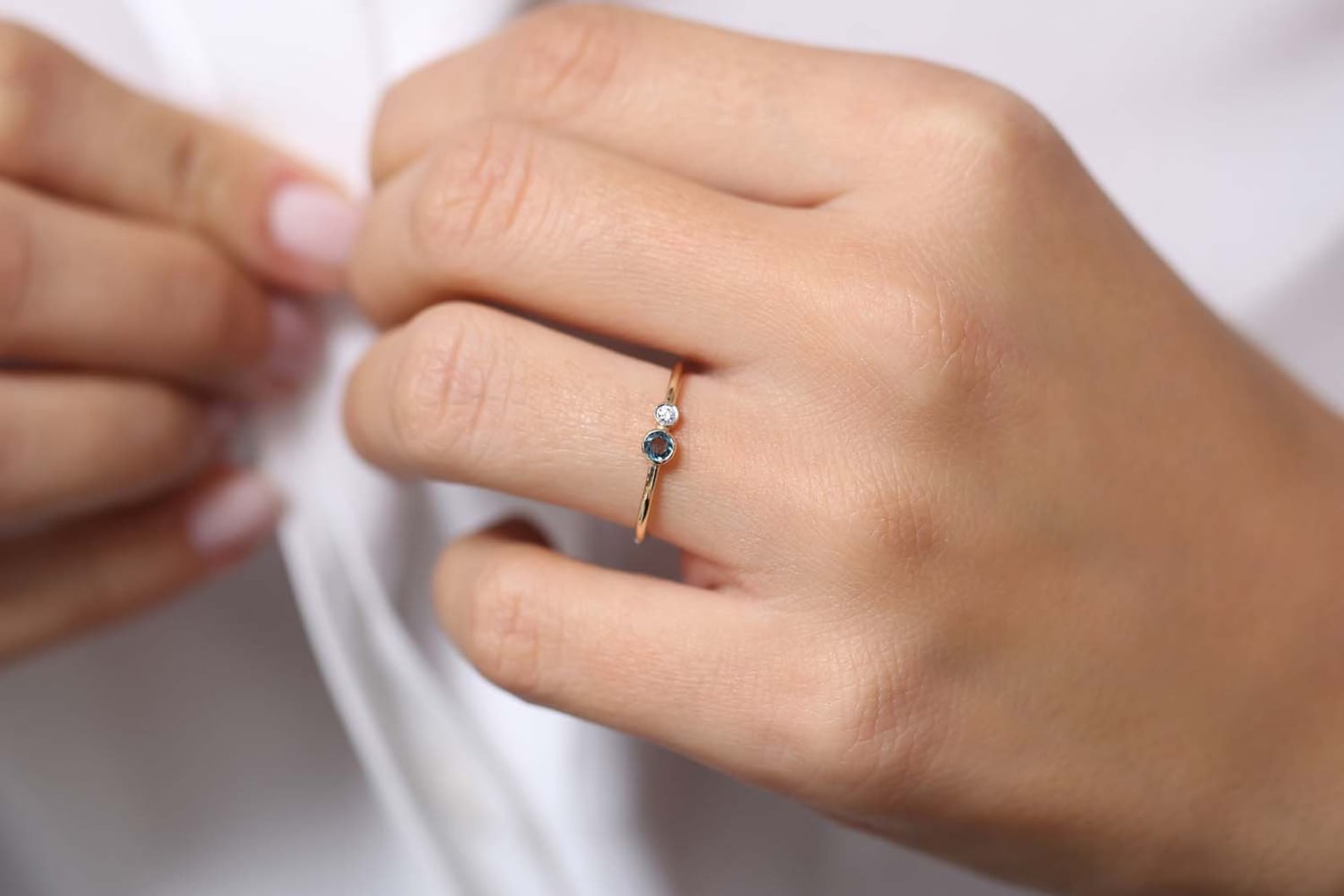 London Blue Topaz and Diamond Birthstone Ring / 14K Gold London Blue ...