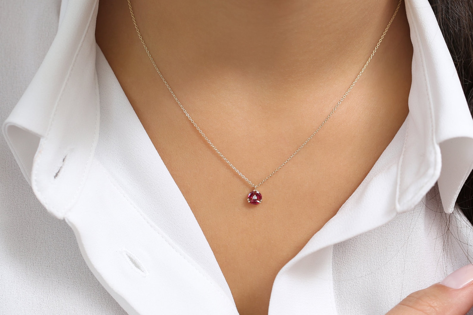 Ruby Necklace / Genuine Ruby Necklace in 14k Gold / Unique Ruby and ...