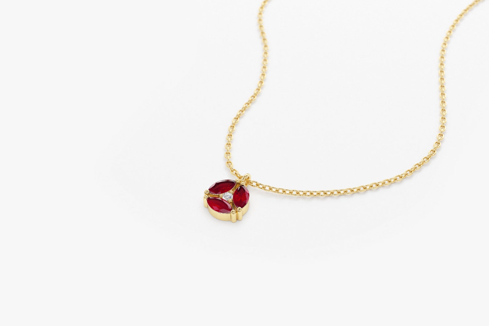 Ruby Necklace / Genuine Ruby Necklace in 14k Gold / Unique Ruby and ...