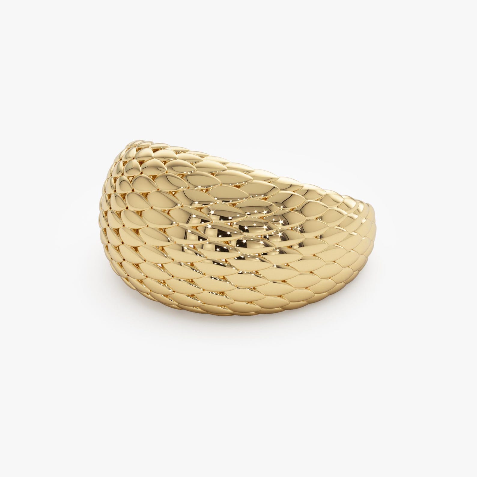 Gold Ring, 14K Solid Gold Chunky Dome Fashion Ring, Wide Dome Snake ...