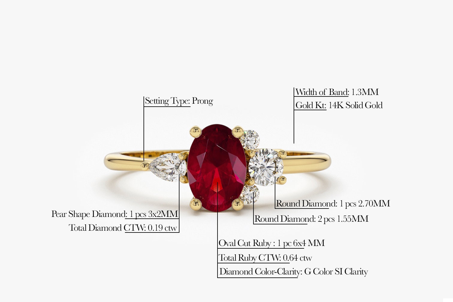 Ruby Ring / Cluster Engagement Ring / Red Ring / Ruby | Etsy