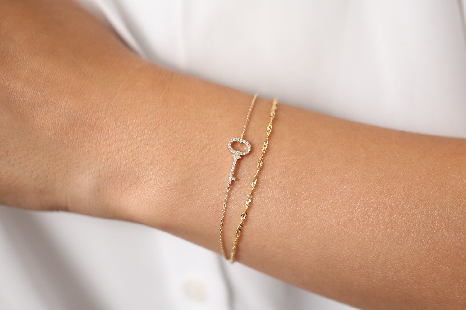 Gold Bracelet / Diamond Key Bracelet / Diamond Bracelet / - Etsy