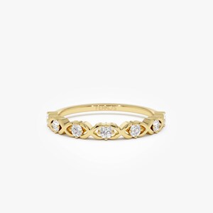 Diamond Ring, Diamond X Shape Band, 14K Gold 0.25 Ctw Round Cut ...