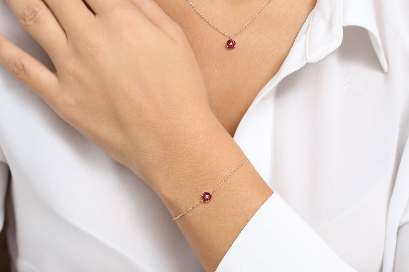 Ruby Necklace / Genuine Ruby Necklace in 14k Gold / Unique Ruby and ...