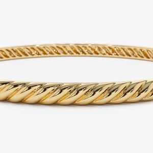 Gold Bangle Bracelet, 14K Gold Dainty Cable Bangle, Twisted Rope Bangle ...