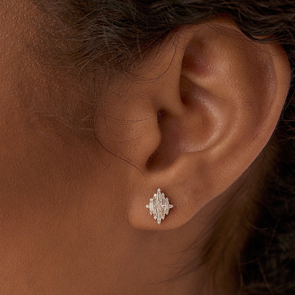 Diamond Earrings / Unique Diamond Earrings in 14k Gold / Diamond Studs ...