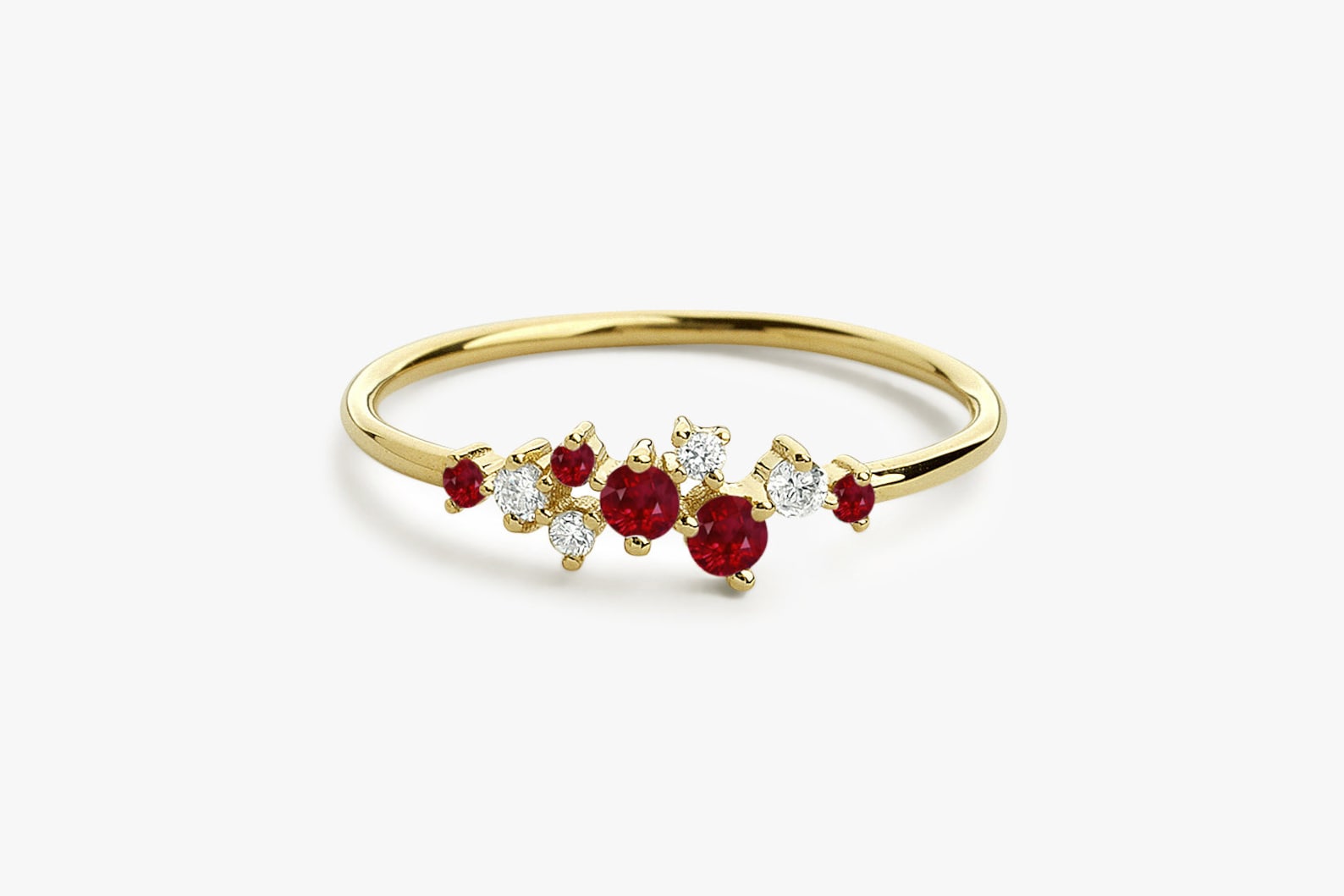 Ruby Ring / Ruby and Diamond Cluster Ring / Unique Ruby - Etsy