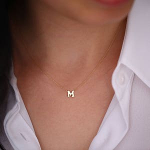 Small Initial Necklace 14k Gold/ Initial Necklace / 14k Gold - Etsy