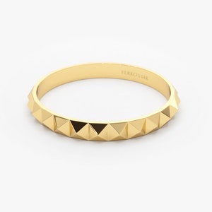 14K Gold Pyramid Eternity Ring / Gold Spike Ring / Pyramid Ring / Gold ...