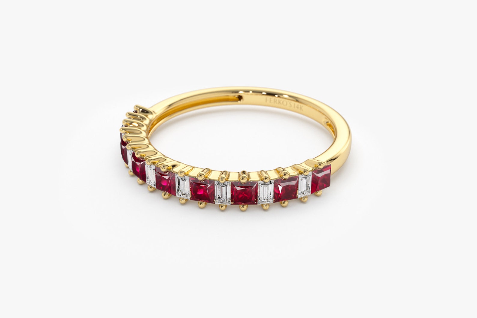 Ruby Ring / 14k Gold Unique Princess Cut Natural Ruby and - Etsy