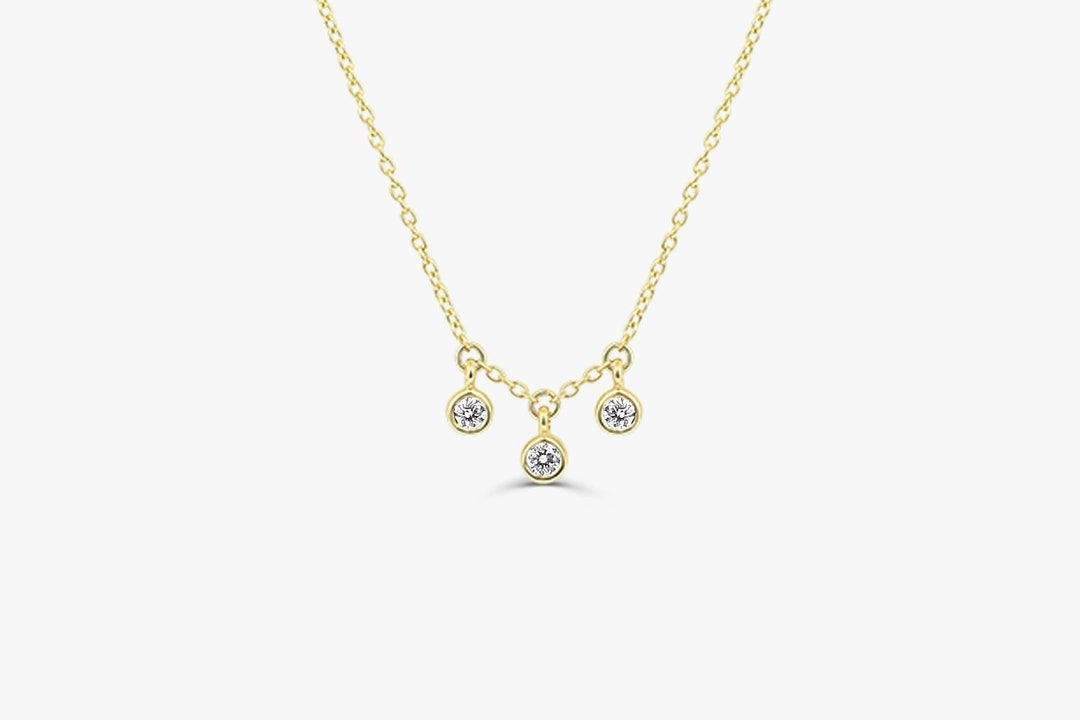 Dainty Diamond Choker Necklace / 14k Simple Gold Choker / Layering ...