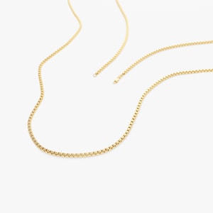Box Chain, 14K Solid Gold Box Chain Necklace, 1.25mm, 1.75mm, 2.00mm ...