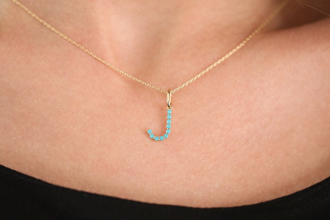 Turquoise Jewelry / Turquoise Necklace / Turquoise Initial - Etsy