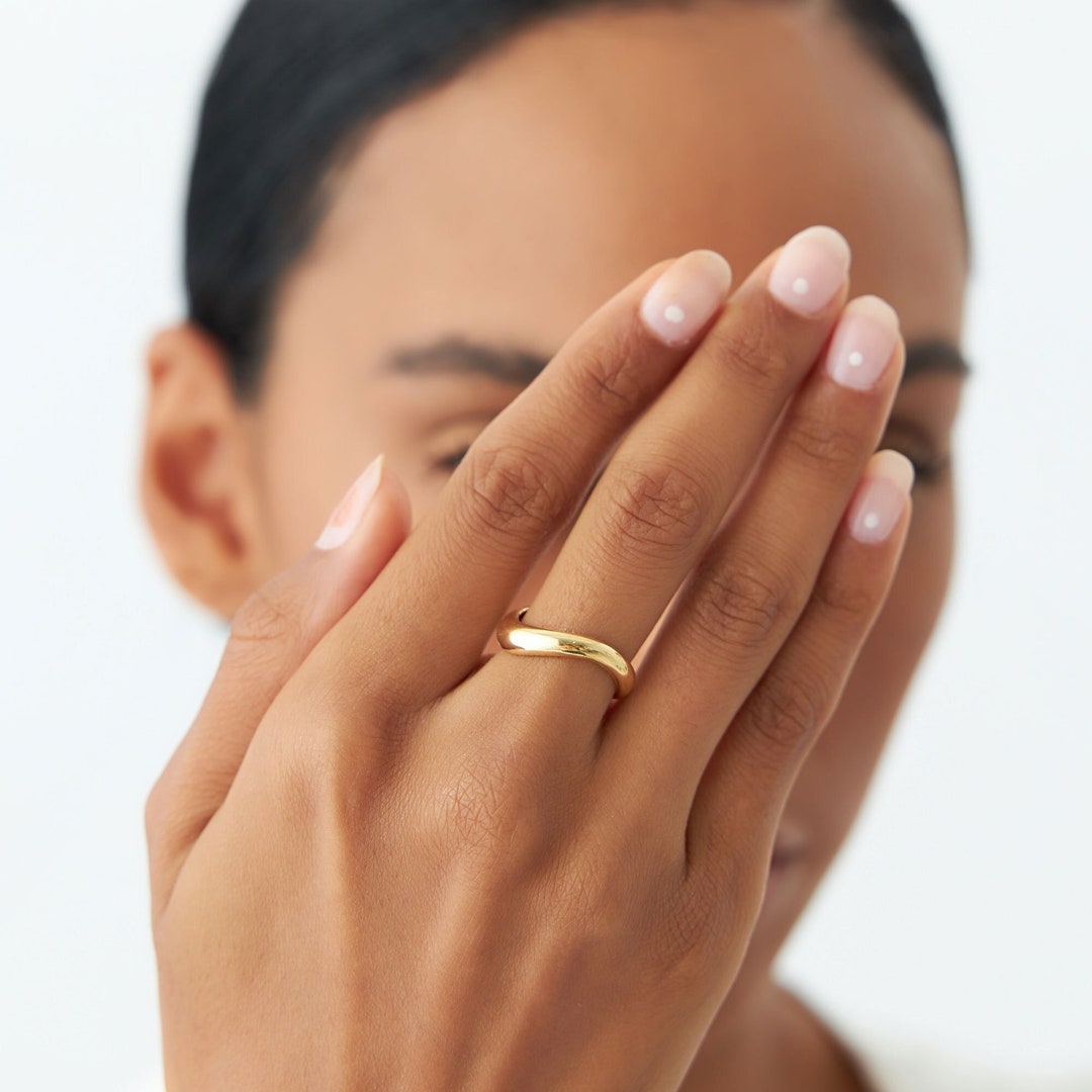 14k Solid Gold Ring, 14k Unique Amorphic Shape Figure Ring, Bold ...