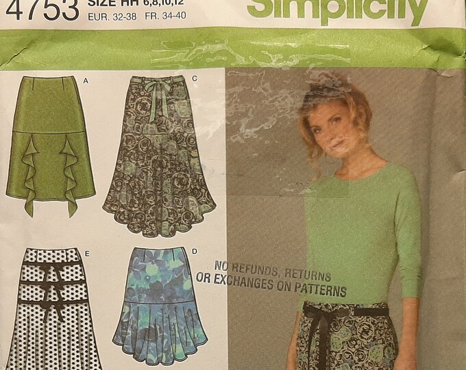 Simplicity Sewing Pattern 4753, Misses' Skirts With Hemline and Flounce ...