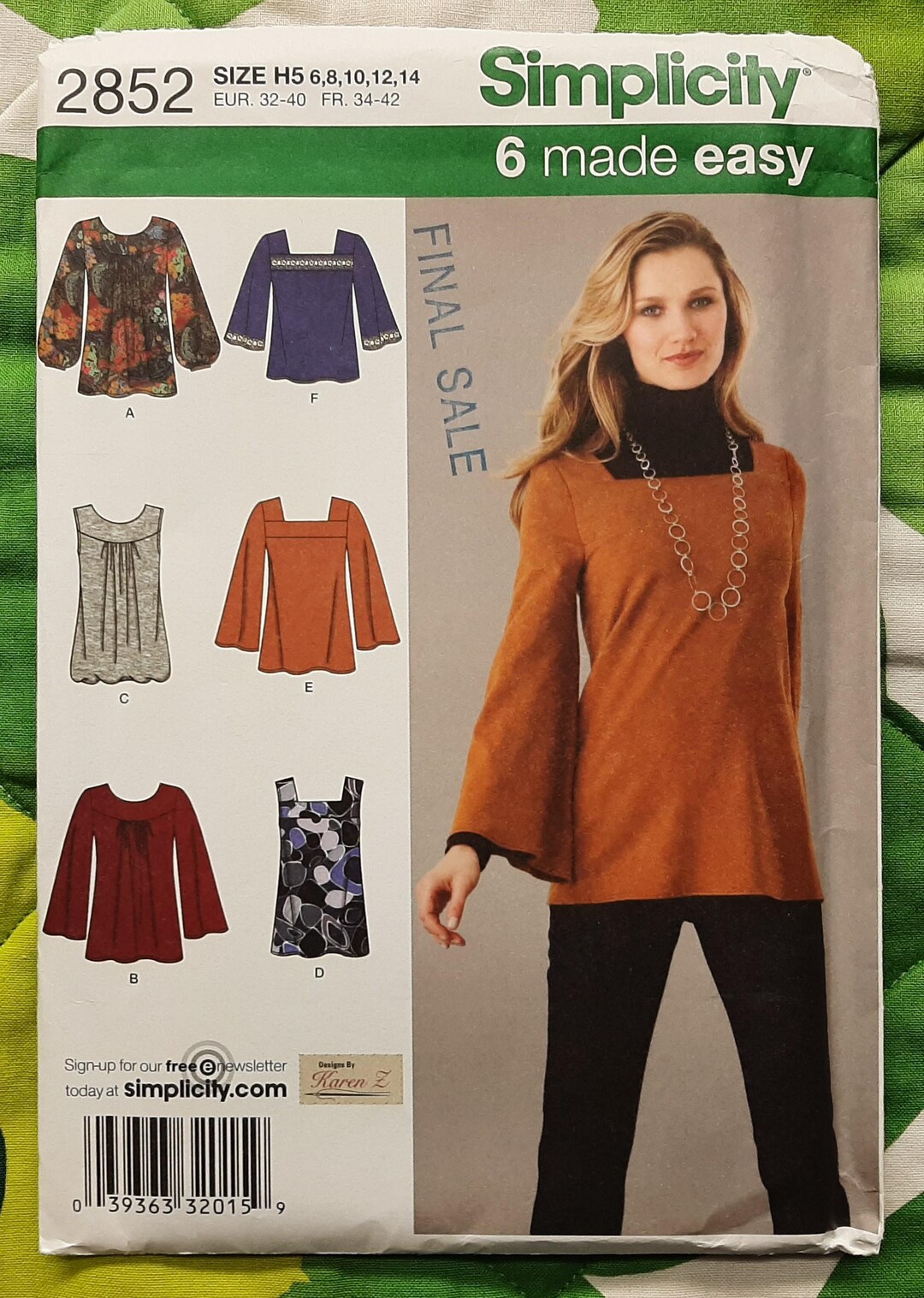 Simplicity Sewing Pattern 2852, Misses' Knit Tunics or Top - Etsy