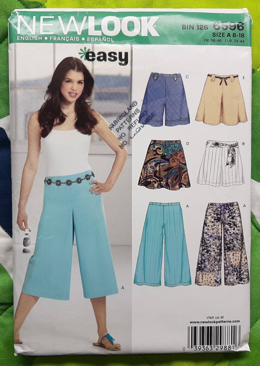 New Look Sewing Pattern 6596, Shorts - Etsy