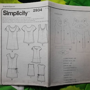 Simplicity Sewing Pattern 2934, Misses' Knit Mini-dress or Tunic and ...