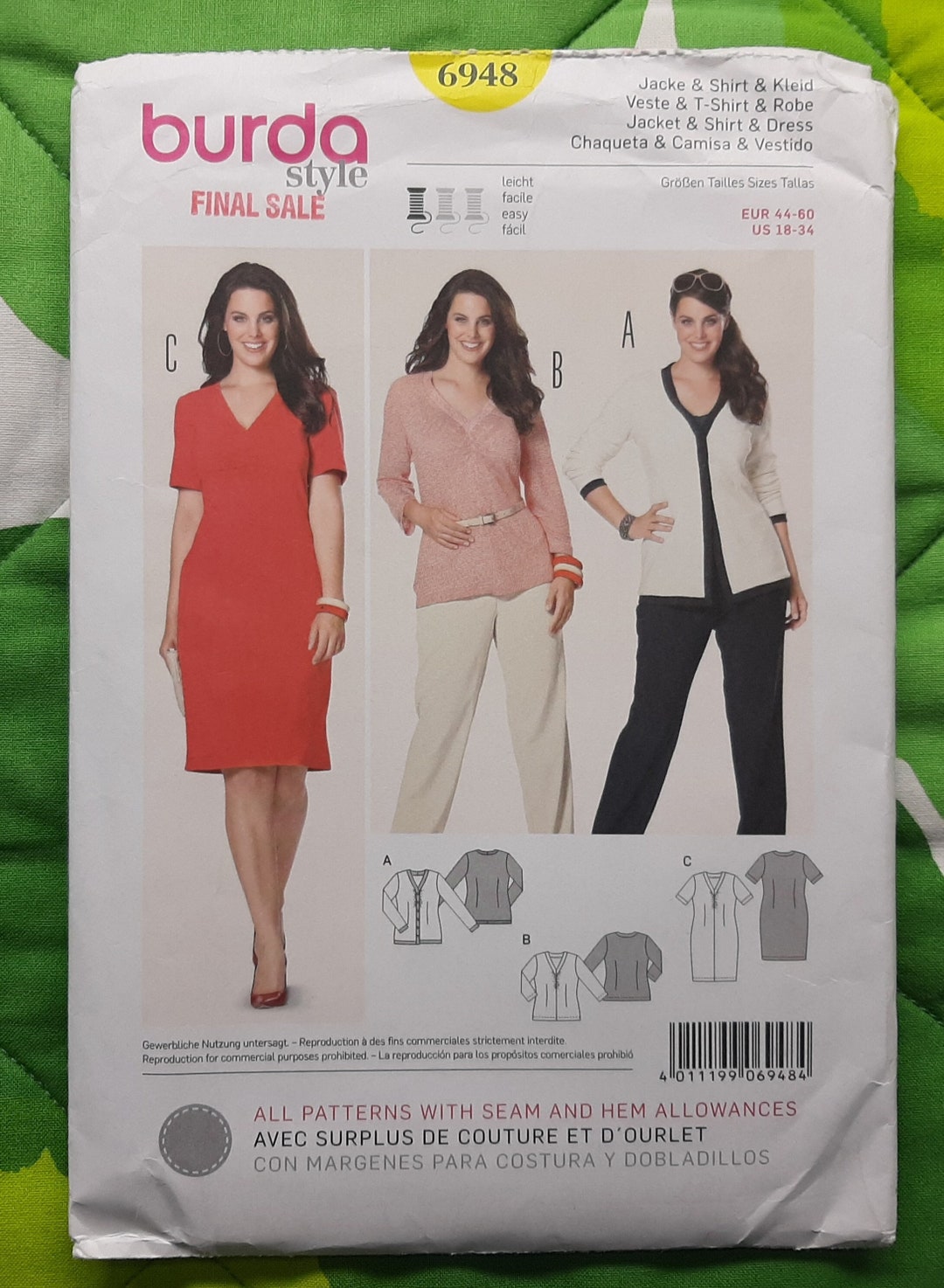 Burda Style Sewing Pattern 6948, Jacket, Shirt and Dress - Etsy