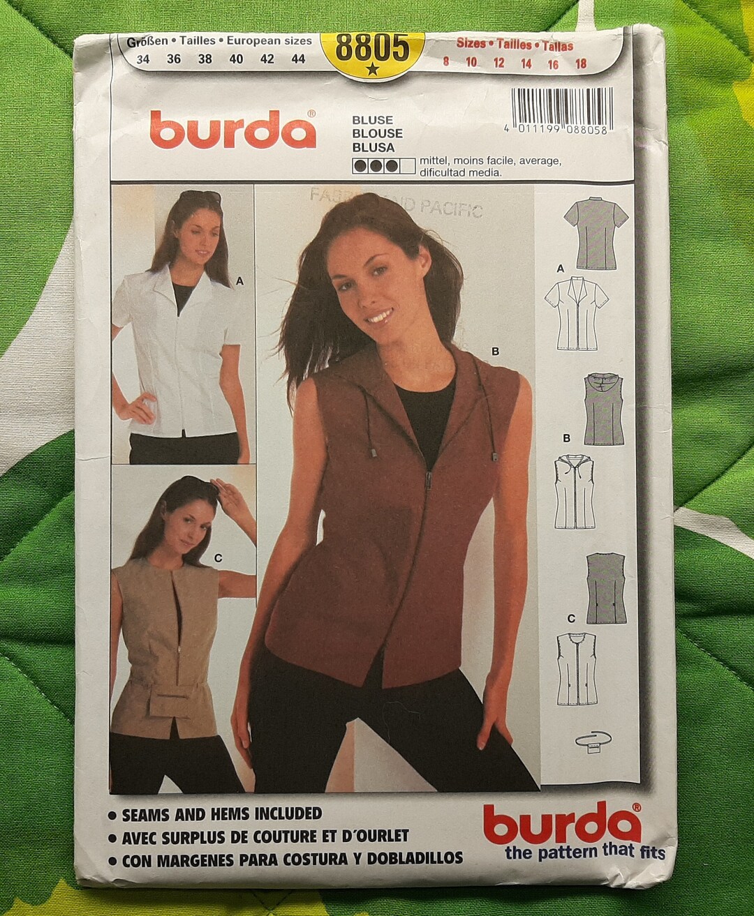 Burda Sewing Pattern 8805, Blouse - Etsy
