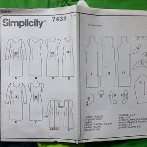 Simplicity Sewing Pattern 7431, Misses'/miss Petite Dress - Etsy
