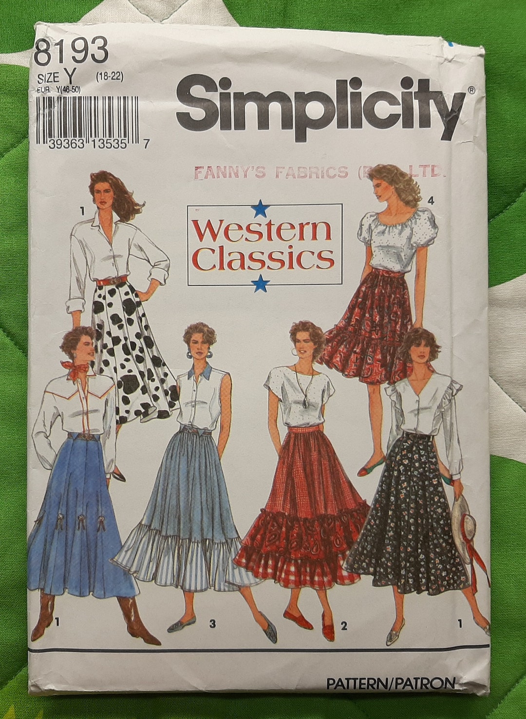 Simplicity Western Classics Sewing Pattern 8193, Misses' Set of Skirts ...