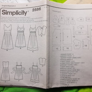 Simplicity Sewing Pattern 2886, Misses' Dress With Bodice and Bolero - Etsy
