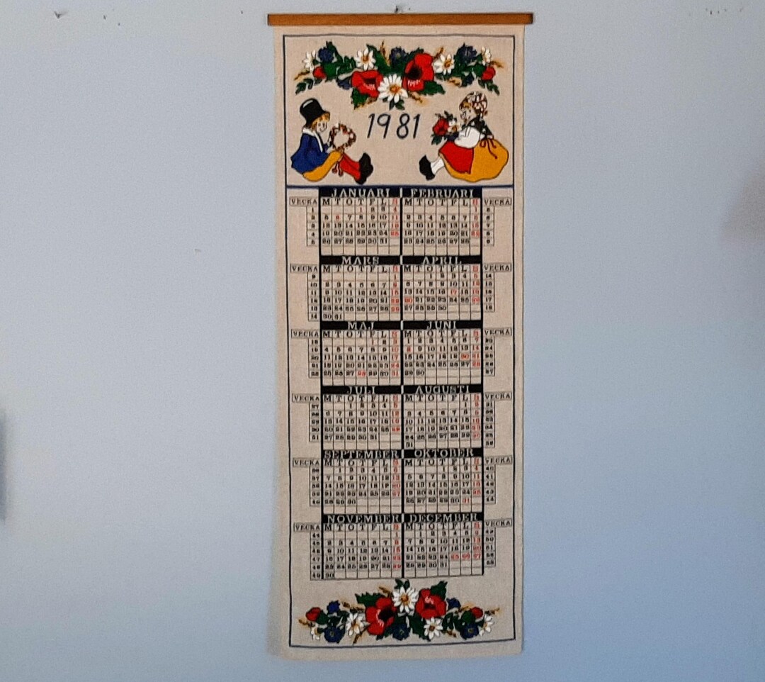 1981 Scandinavian Calendar Wall Hanging - Etsy