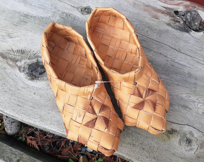 Birch Bark Basket Sweden Shoe Clog Basket Old Handmade Birch Bark Shoe ...