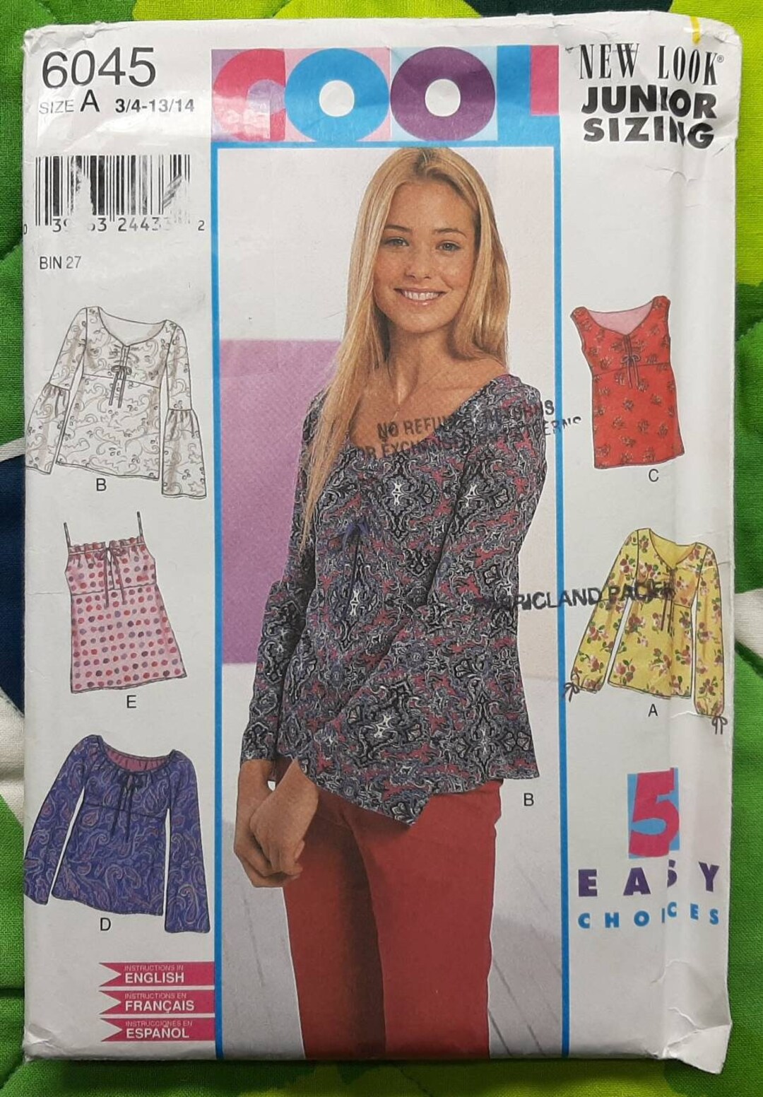 New Look Sewing Pattern 6045, Sized for Juniors' Tops - Etsy