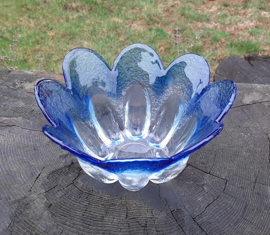 Muurla Finland Glass Blue Petal Bowl - Etsy