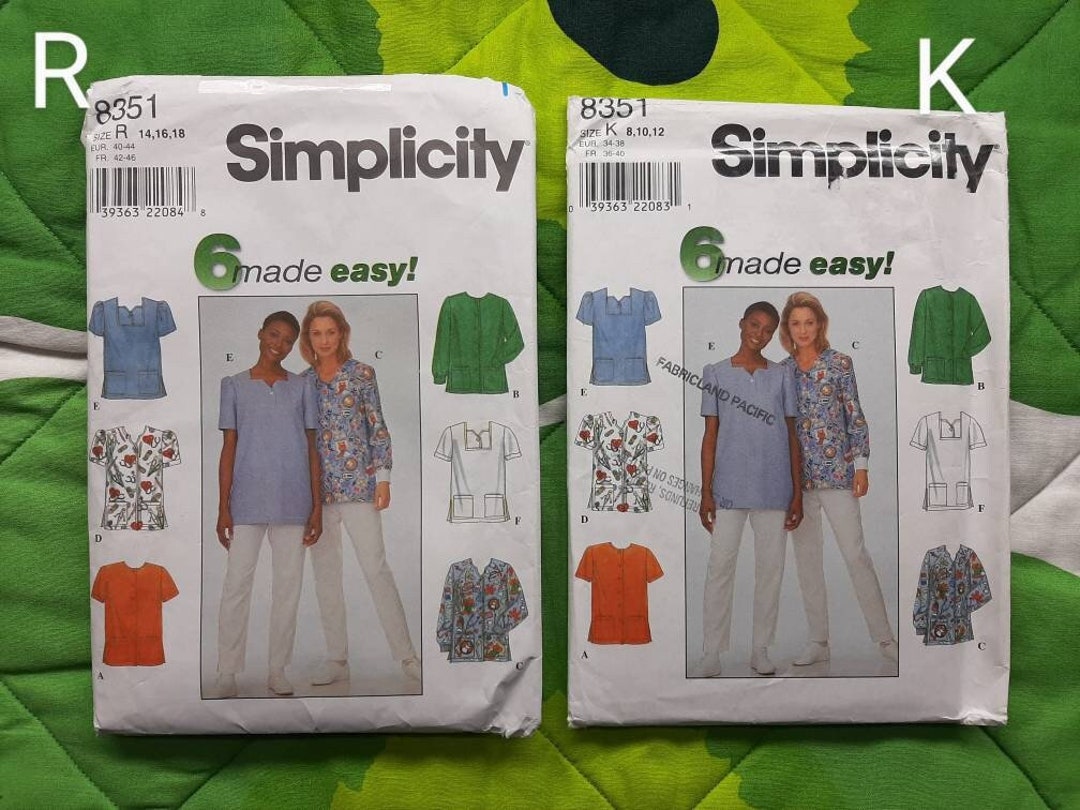 Simplicity Sewing Pattern 8351, Misses' Scrub Tops - Etsy